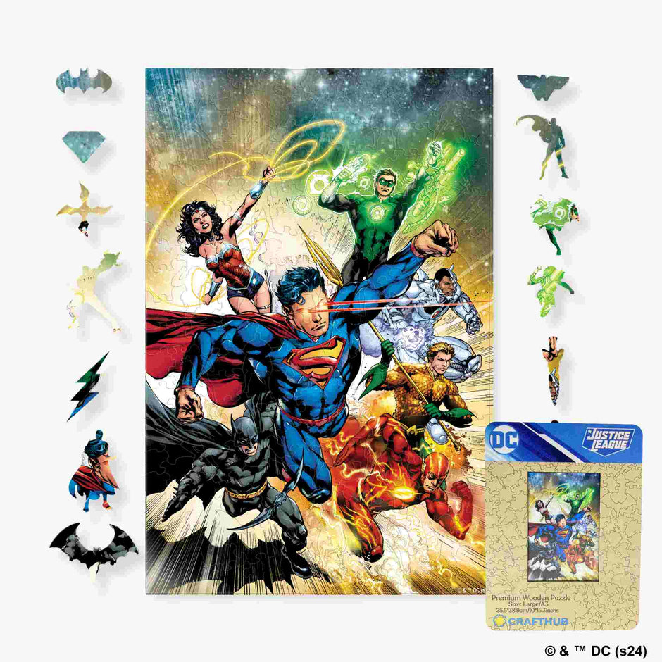 DC Justice League Wooden Jigsaw Puzzles - Officially Licensed