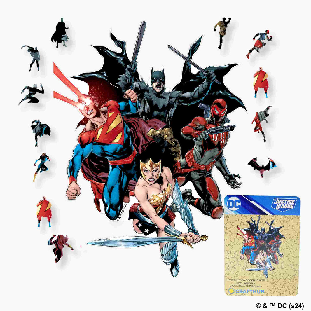 DC Justice League Wooden Jigsaw Puzzles - Officially Licensed