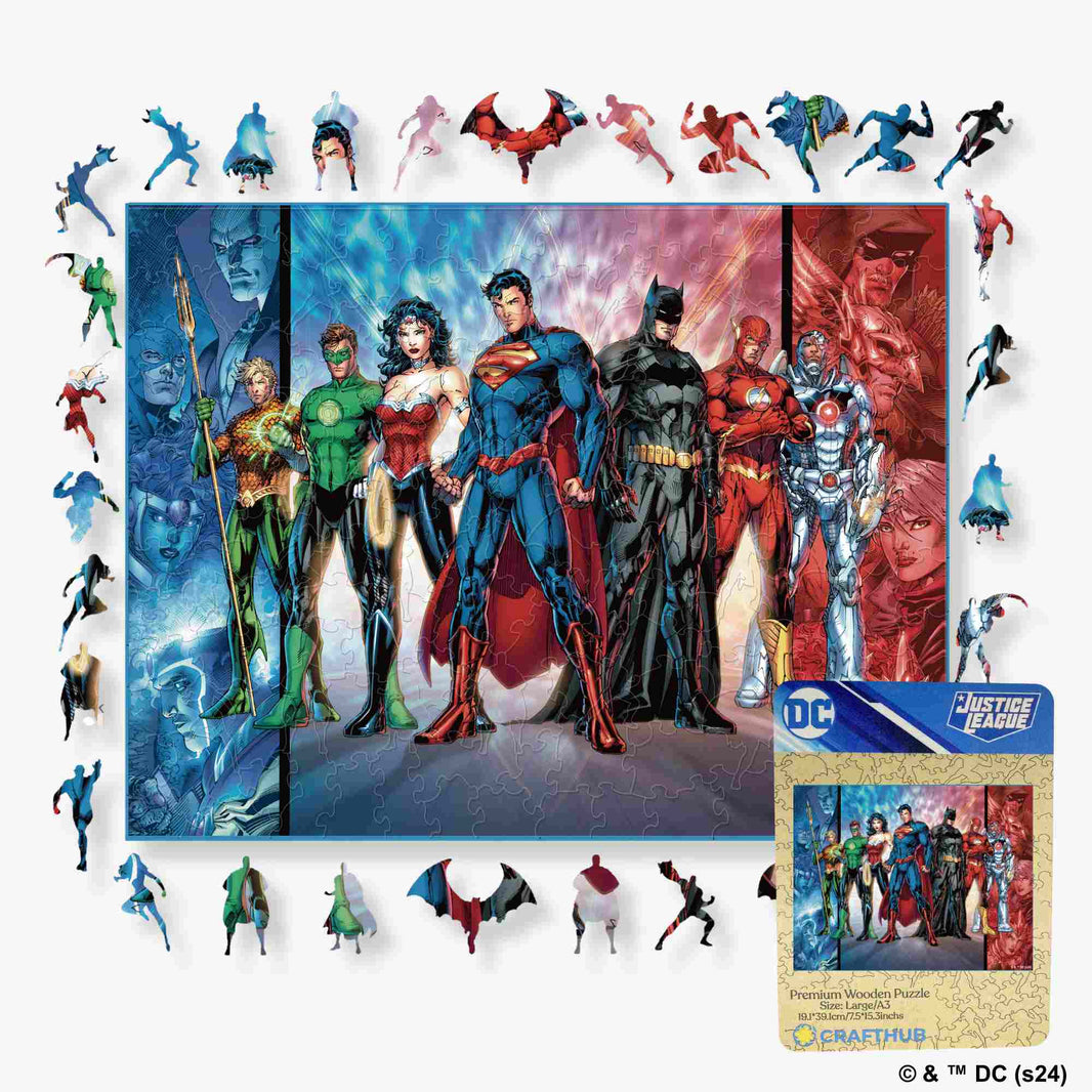 DC Justice League Wooden Jigsaw Puzzles - Officially Licensed