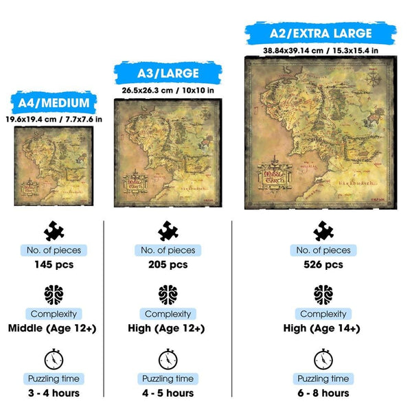 The Map Of Middle-Earth - Wooden Jigsaw Puzzle